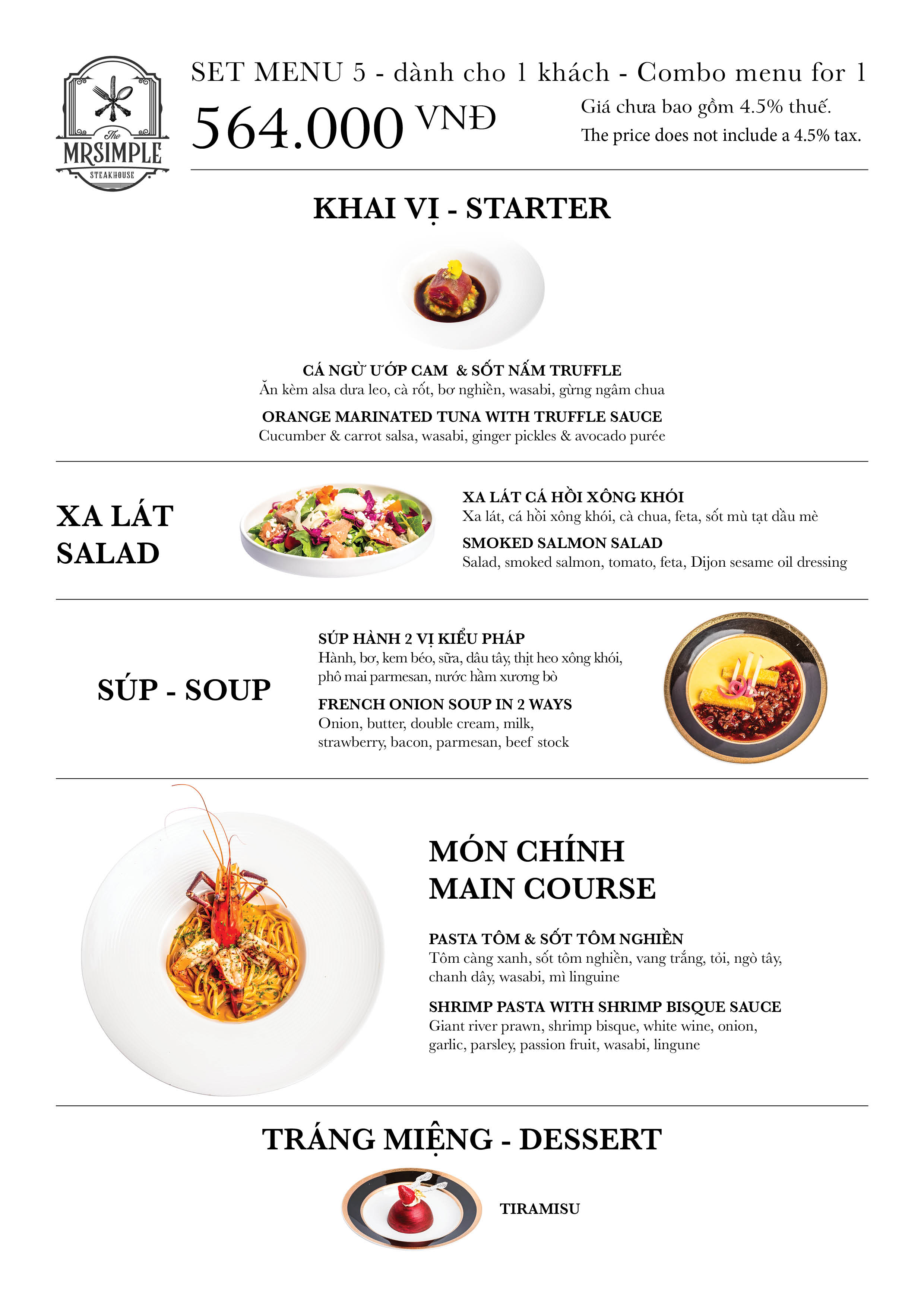 Set menu dành cho 1 người